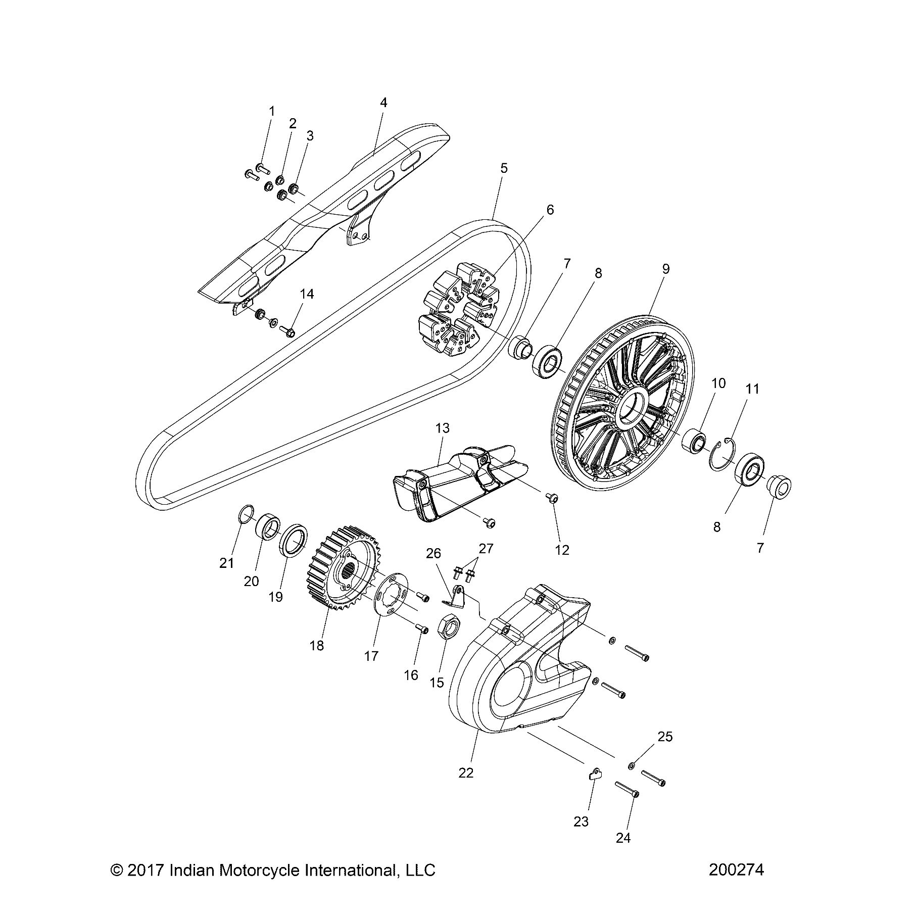 DRIVE TRAIN, SPROCKETS, GUARDS AND BELT - N19MTA00/MTB00 ALL OPTIONS ...