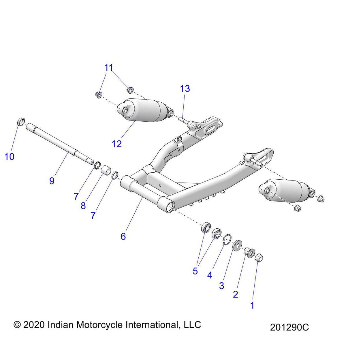SUSPENSION, REAR ASM., SWING ARM AND SHOCKS - N23DLBAG/DLCAG ALL ...